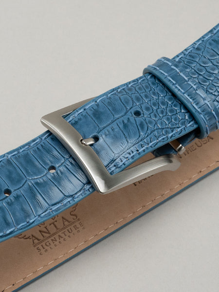 Italian Mock Crocodile Belt - Blue Jean – Dormie Golf Workshop USA Inc