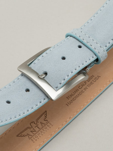 Italian Classic Suede Belt - Soft Blue – Dormie Golf Workshop USA Inc
